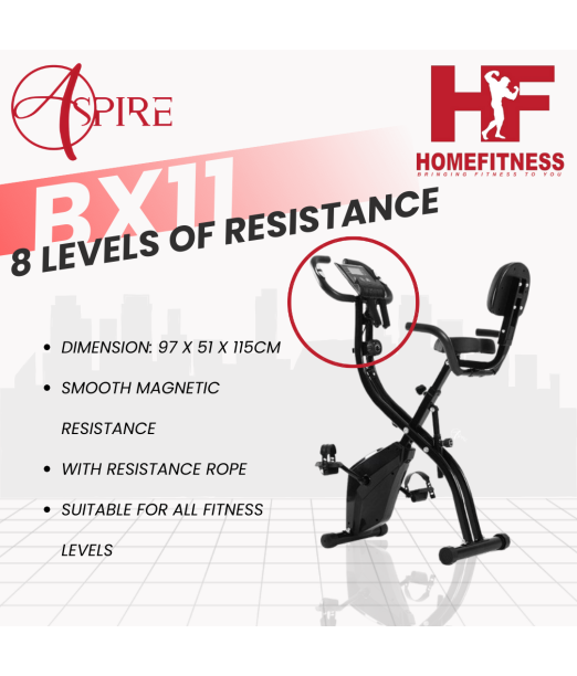 Aspire BX11 X-Bike | Foldable Exercise Bike with Backrest & LCD Display